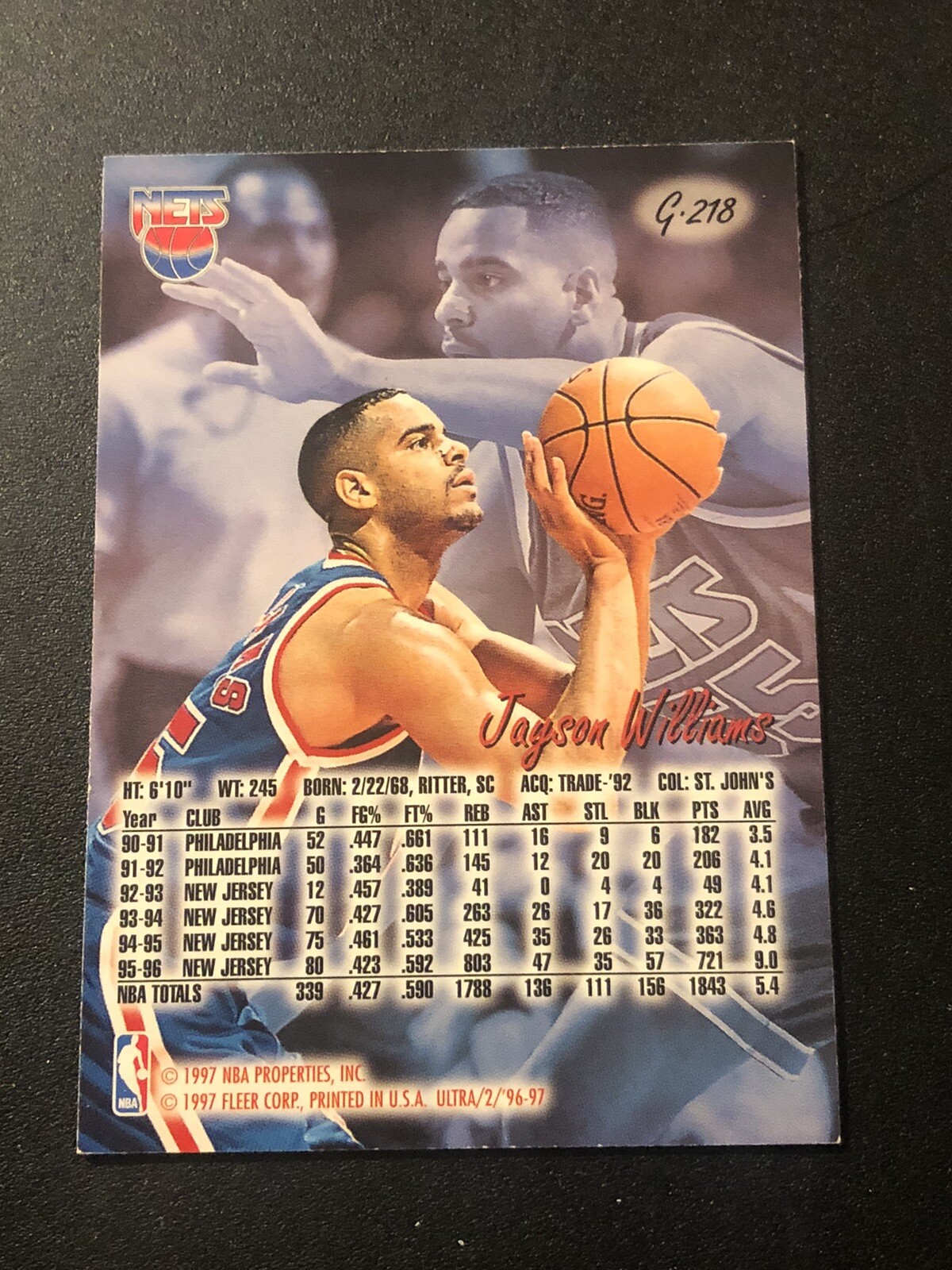 1996-97 Fleer Ultra - Gold Medallion Edition #G-218 Jayson Williams for ...