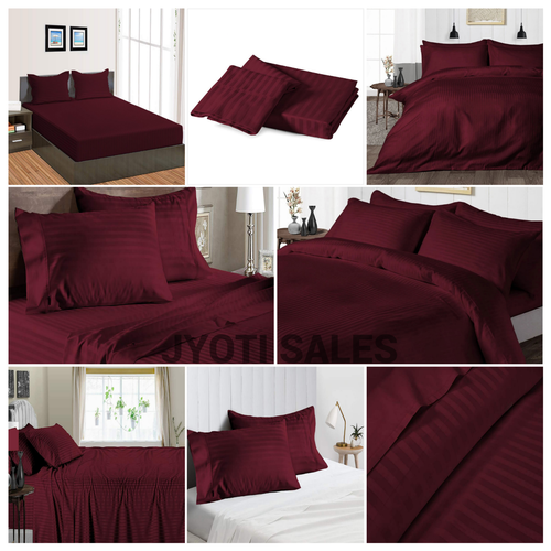 100% Cotton 800 Thread Count Wine Stripes Choose Sheets OR Duvet Covers ...