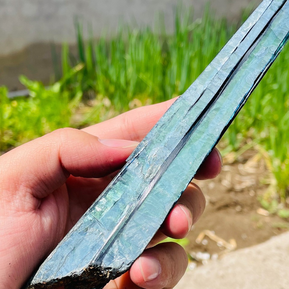 176g Long Natural Blue Vivianite Quartz Crystal Hydrous Iron Phosphate ...