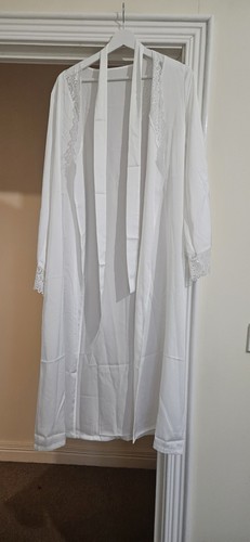 White Satin Robe Wedding Bride Kimono Dressing Gown Lace Trim BNWT ...