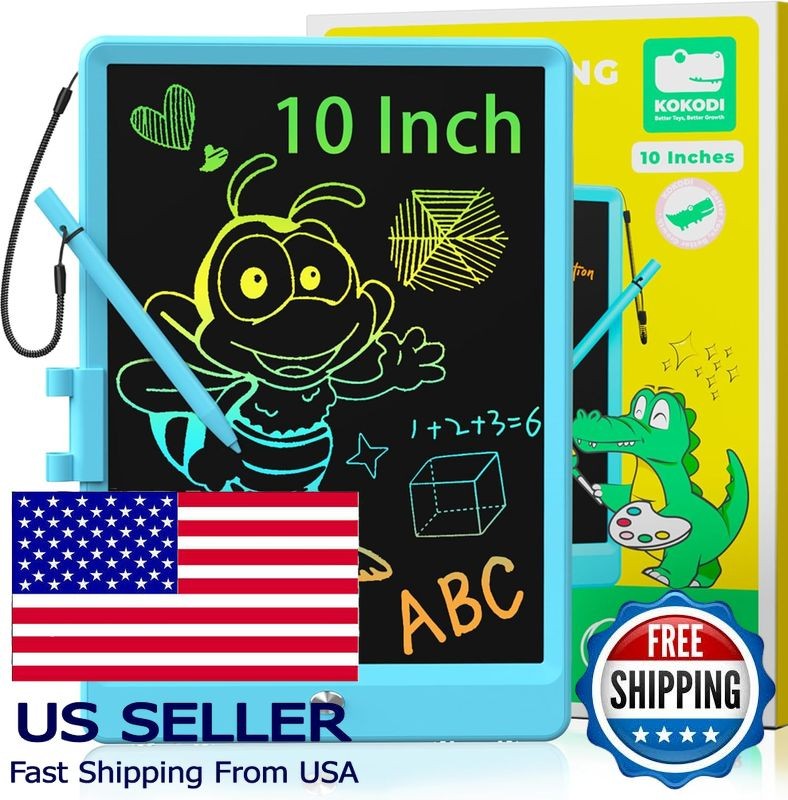 10" LCD Writing Tablet, Colorful Doodle Board, Erasable Drawing Pad for ...