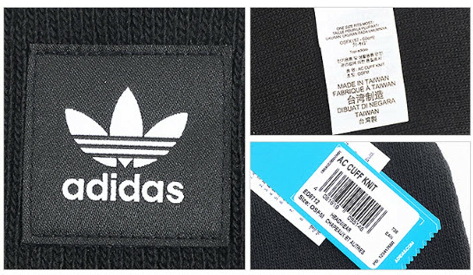 Adidas Beanie AC Cuff Knit Hat Winter Black Head-wear Warm Casual GYM ...