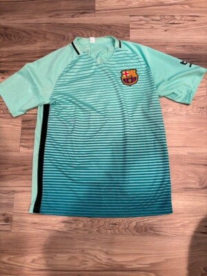 LIONEL MESSI #10 Unicef FCB Soccer V Neck Jersey Men Size Large Teal ...