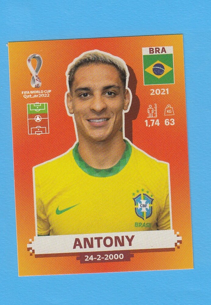 Sticker football ANTONY Brazil FIFA WC Qatar 2022 Panini #BRA14 | eBay
