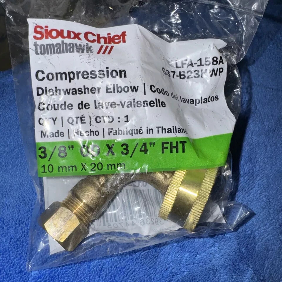 Sioux Chief Tomahawk Dishwasher Elbow Brass Compression Fitting / free ...