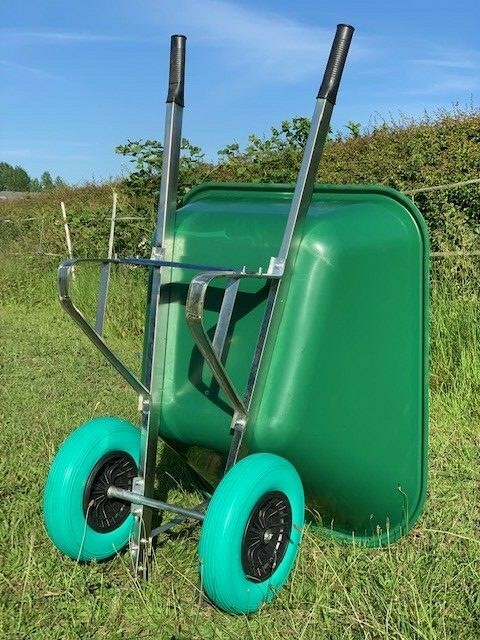 OX TWIN WHEELBARROW 200L Stable Garden Wheel Puncture Proof Large Green ...