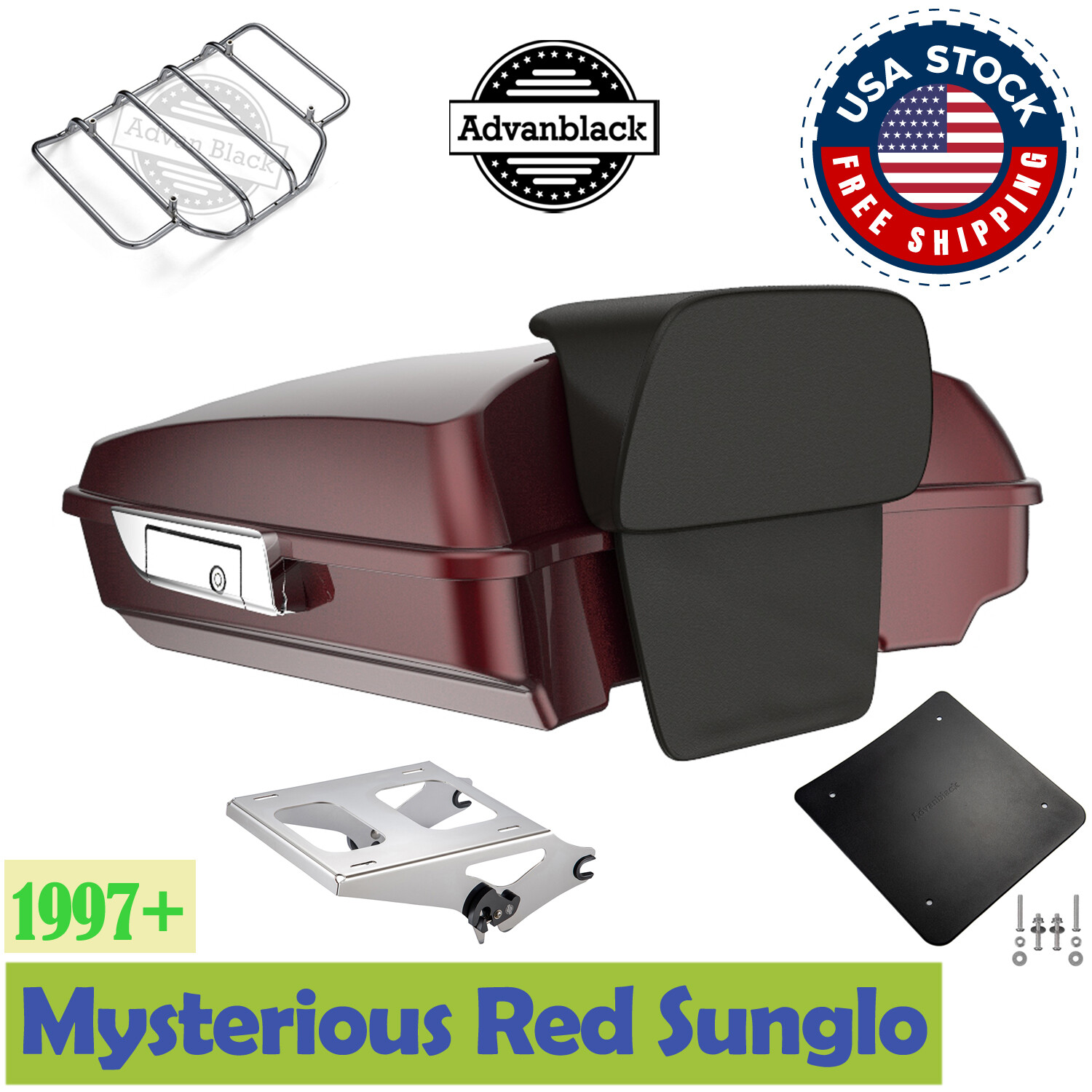 Mysterious Red Sunglo Razor Tour Pack Pak Trunk Luggage Backrest For 97 ...