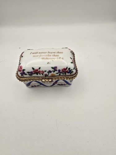 Vintage Imperial Porcelain Hinged Trinket Box Bible Verse II ...