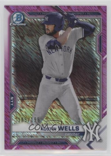 2021 Bowman - Chrome Prospects Austin Wells #BCP-47 Fuchsia Shimmer ...