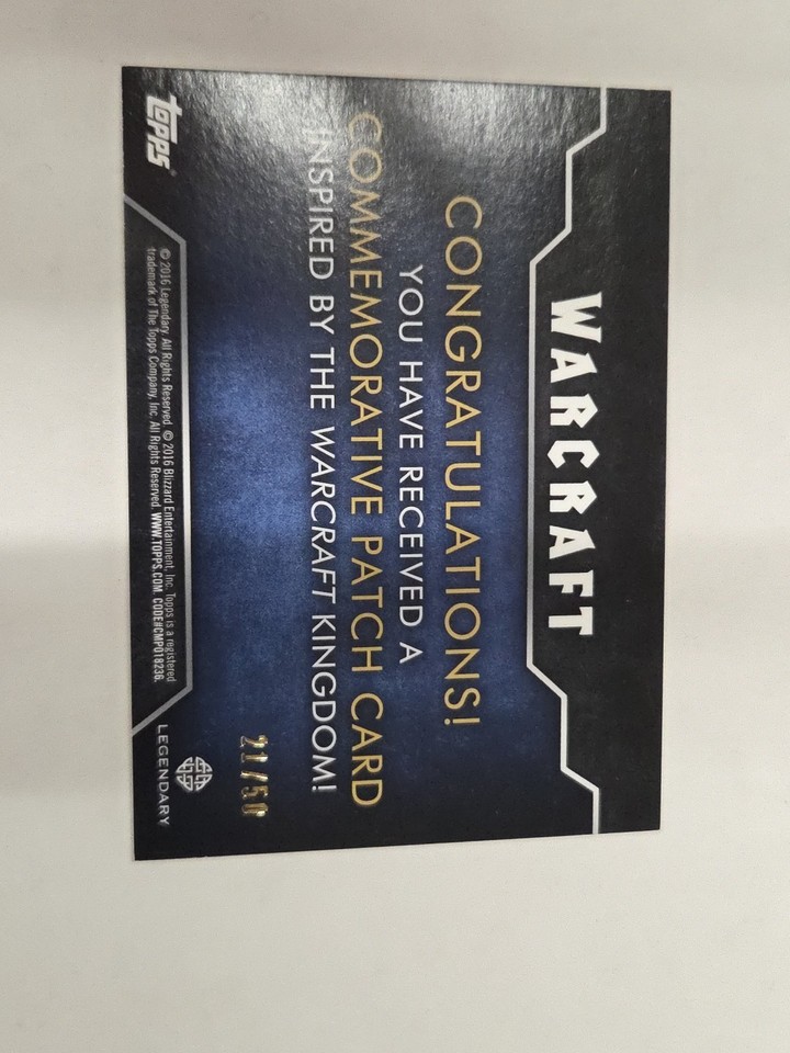2016 Topps Warcraft Movie Callan Lothar Alliance Blue Commemorative ...