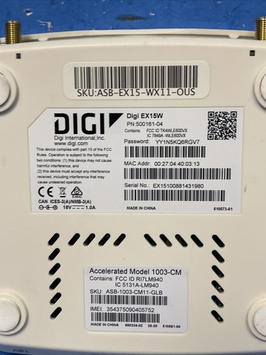 Digi EX15 ASB-EX15-XX06-OUS Wireless cellular modem 4G LTE Accelerated ...