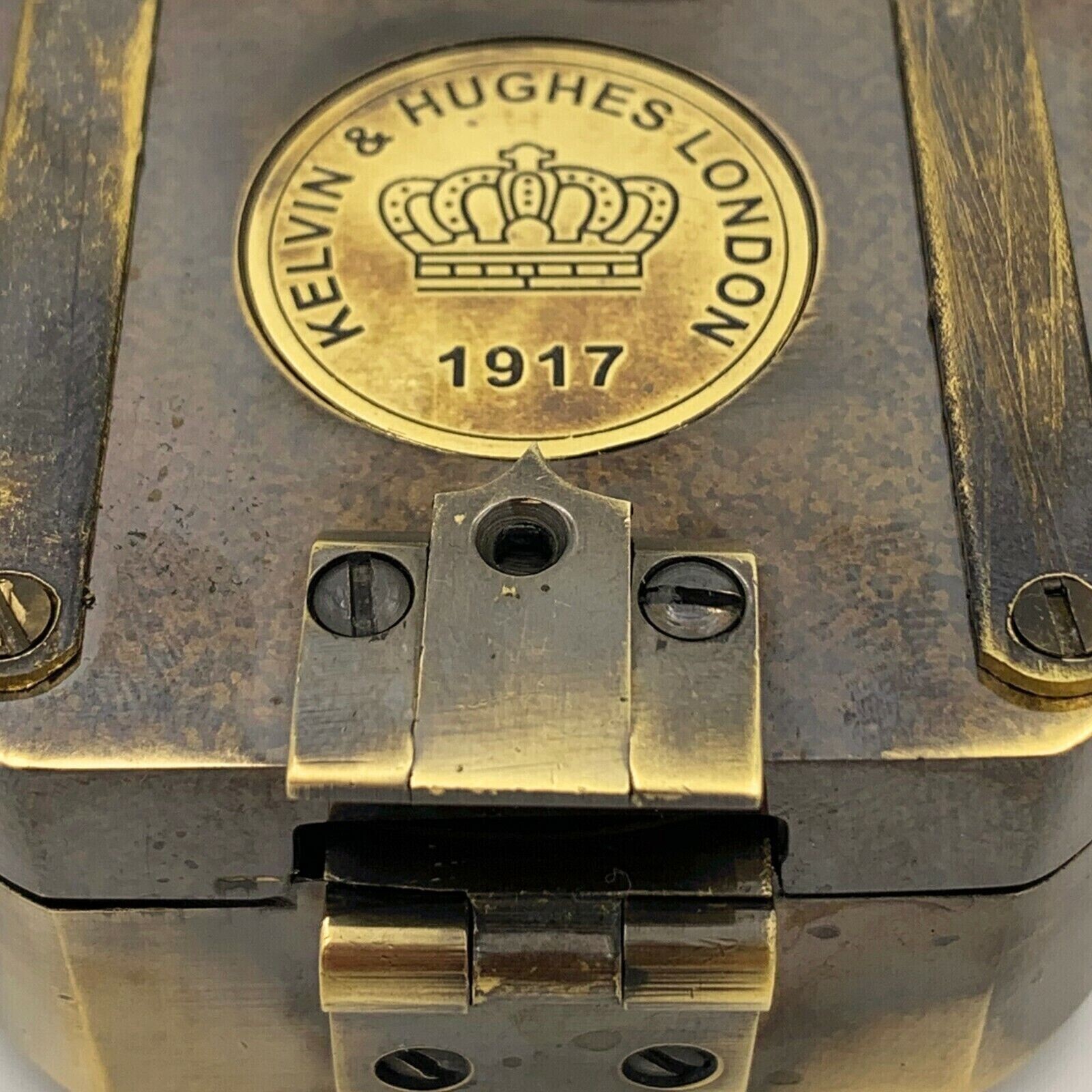 Solid Brass Burton Pocket Compass with Wooden Box Astrolabe Antique ...