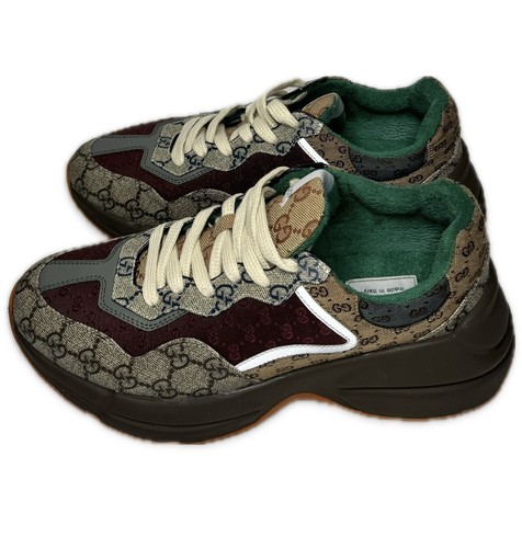 Gucci Sneakers Rhyton Beige Brick Red Designer Shoes Men's Size 8.5us ...