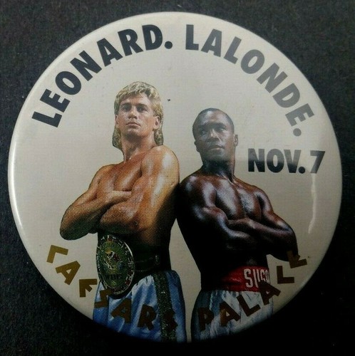 Leonard.Lalaonde.Nov.7 Caesars Palace Boxing Pinback 3" Excellent ...