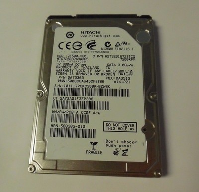 Hitachi 320GB SATA 7200rpm HTS725032A9A365, 0A73363, DA3513, A141221 ...