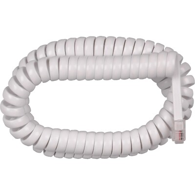 12' ft Telephone Handset COIL Extension Cord Phone Cable 4P4C RJ-22 ...