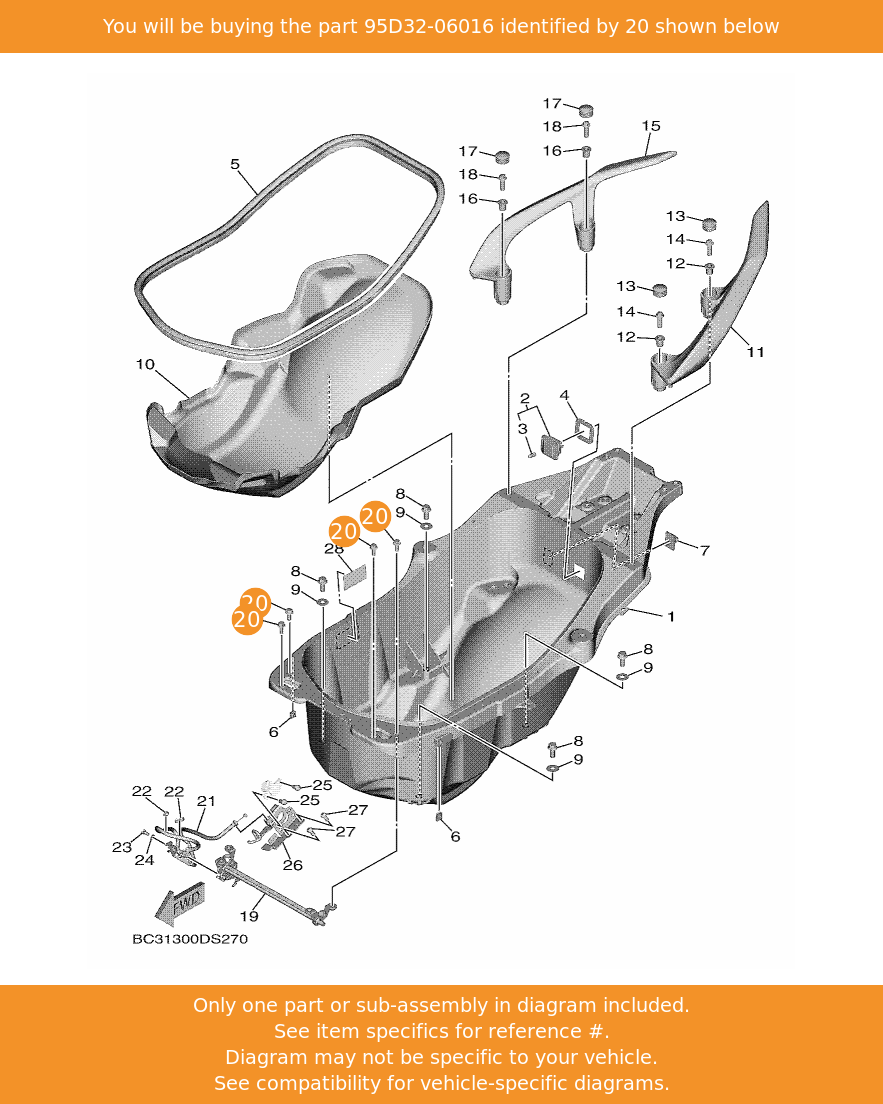 Yamaha Bolt Flange Deep Recess 95d32-06016 Fowlers Parts OEM for sale ...