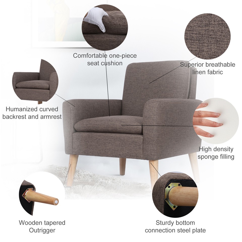 Modern Single Sofa Armchair Lounge Accent Club Chair Fabric Living Room ...