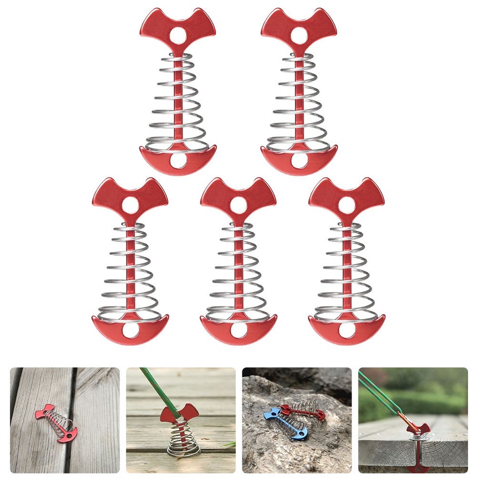 5 Pcs Fish Bone Tent Stakes Fishbone Ground Anchors Outdoor Spring ...