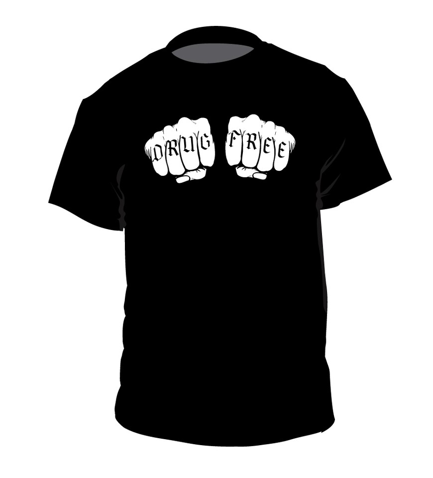Drug Free knuckles tattoo shirt anti-drug gangsta DARE war on drugs ...