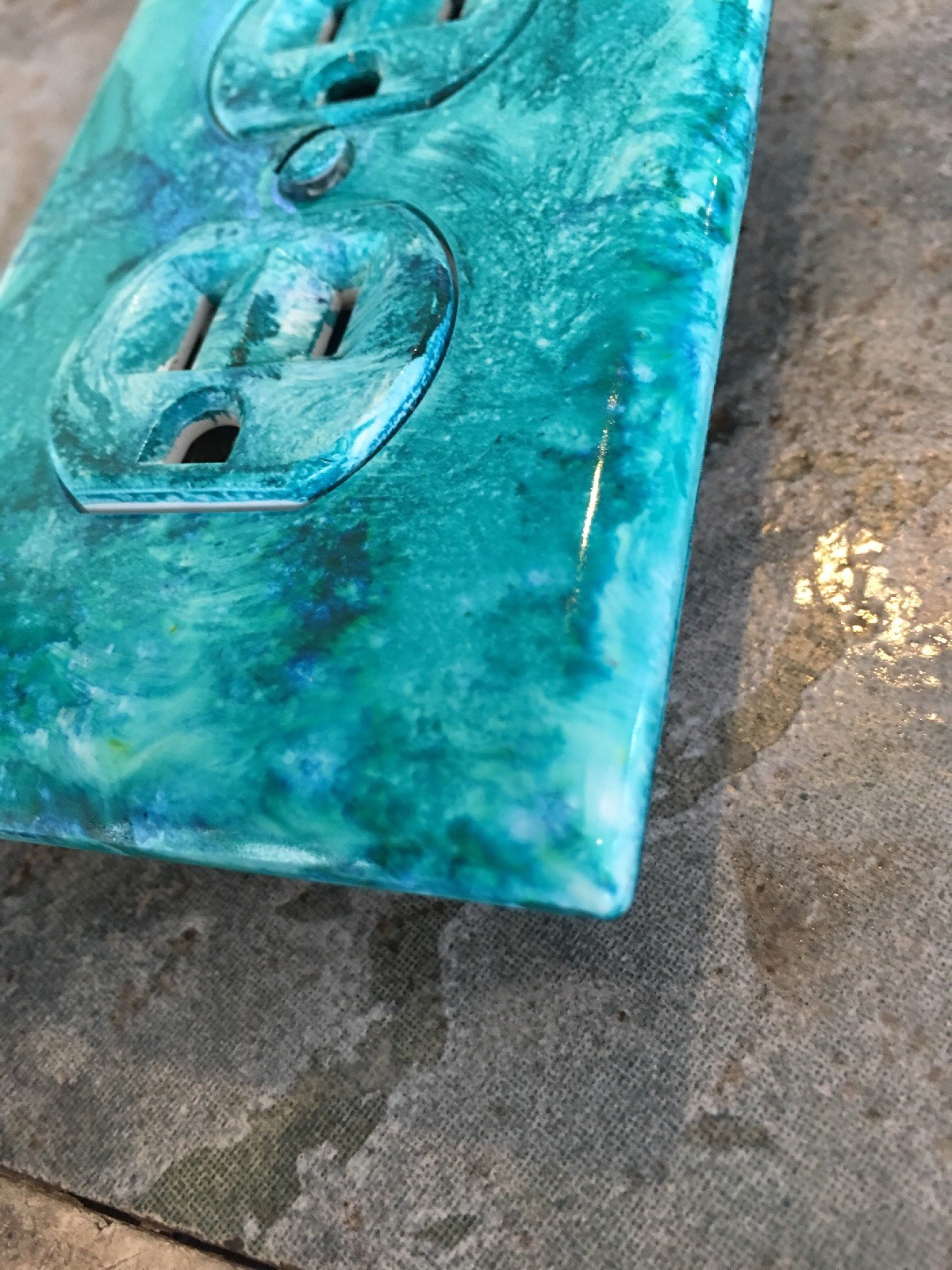 Wall Socket Alcohol Ink Plug Decoration Electrical Plug Teal | eBay