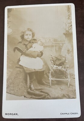 Antique Cabinet Card Cripple Creek Colorado Girl Doll Carriage Morgan ...