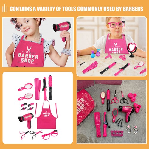 Kids Pretend Play Hair Salon Toy Set Plastic Barber Hair Stylist Toys ...