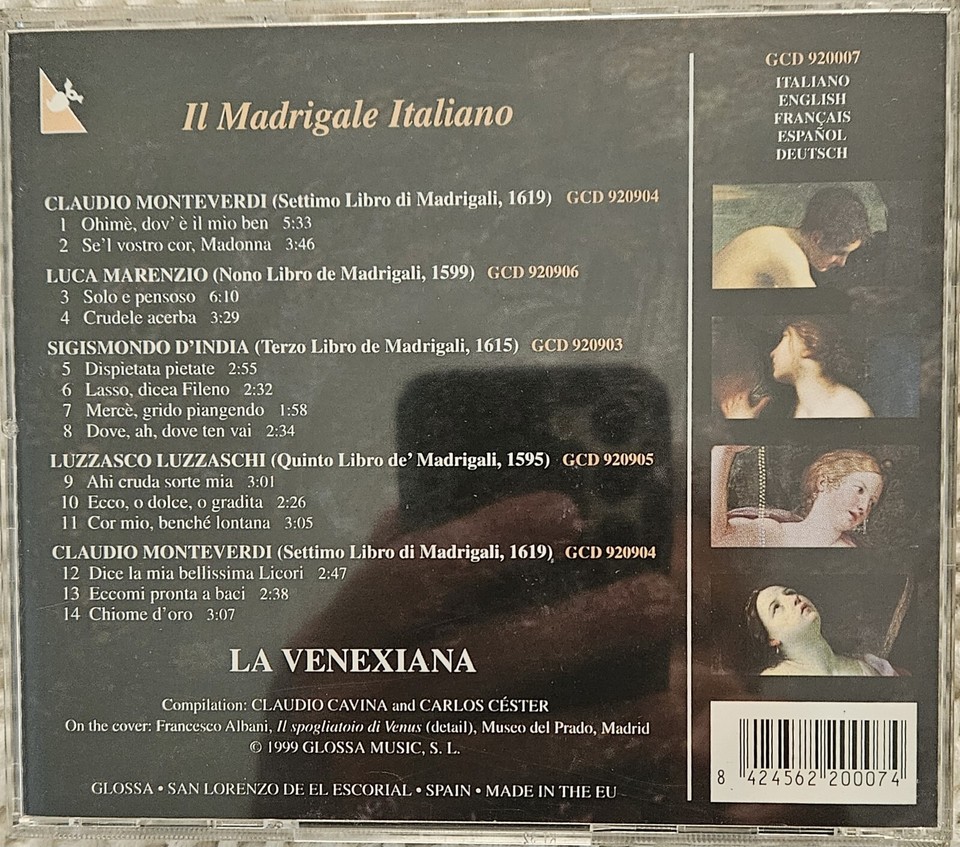Il Madrigale Italiano (1999, Glossa Music GCD 920007) La Venexiana | eBay