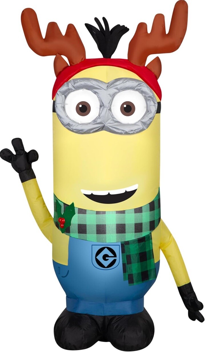 3.5 Minion Kevin w/Antlers And Scarf- Minion Christmas Inflatable - New ...