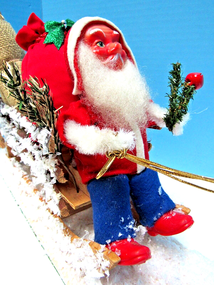 VINTAGE EARLY GERMAN SANTA & SLEIGH, & REINDEER WITH GLITZ - ONE OF A ...
