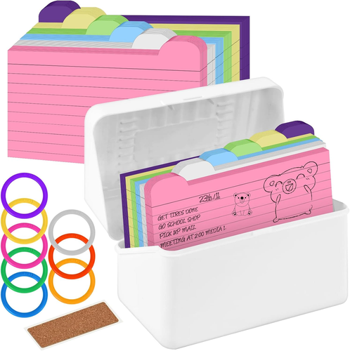 Index Card Holder, 3X5 Index Card Box with Dividers, White Small | eBay