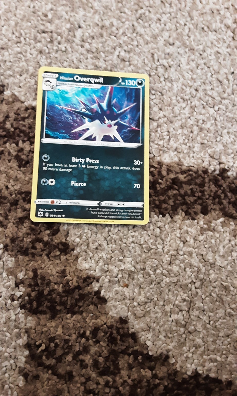 Hisuian Overqwil 091/189 HP 130 NO. 904 PIN CLUSTER POKÉMON stage 1 ...