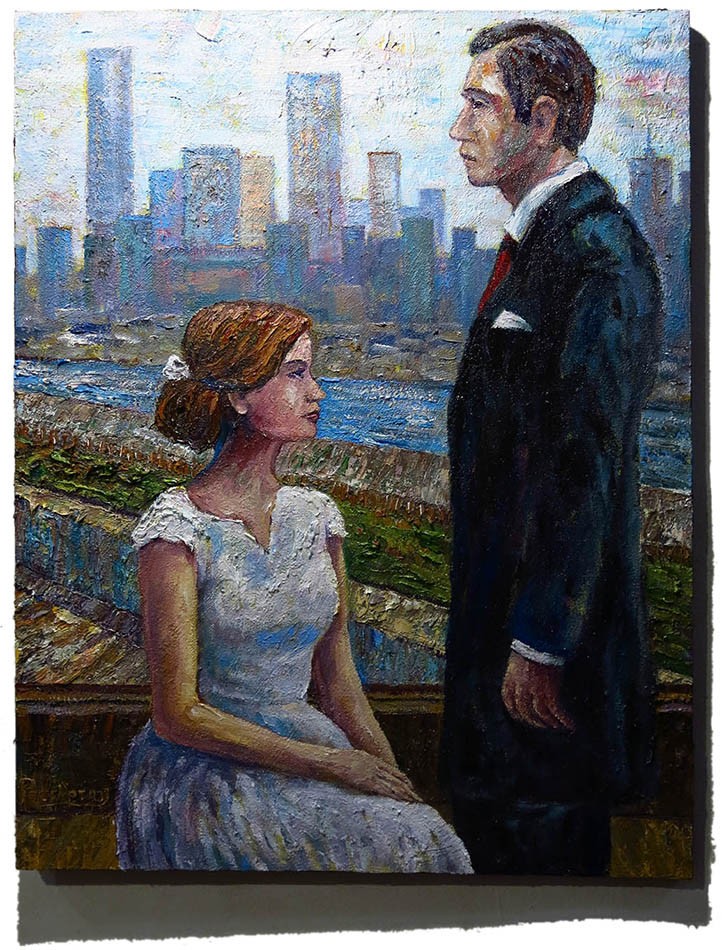 ORIGINAL 30x24" OIL PAINTING VINTAGE REALISM ART SIGNED MAN LOVE ...
