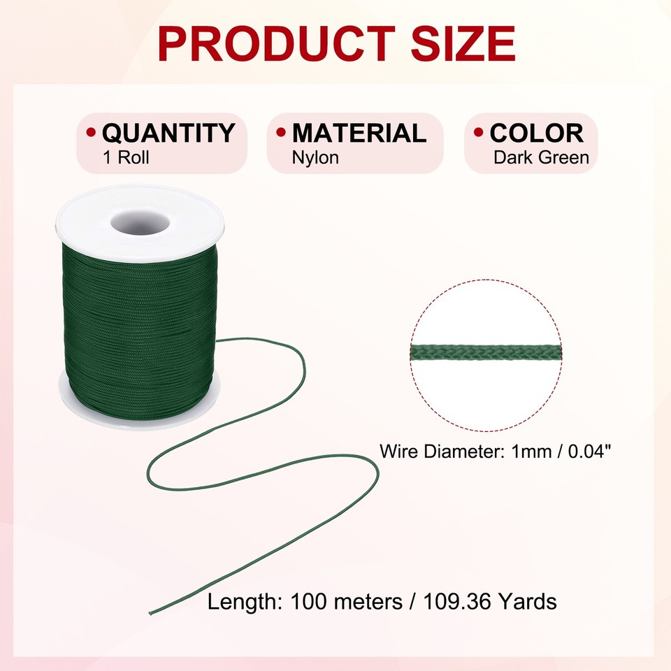 1mm 109 Yards Nylon String Bracelet String Braided Nylon Thread Dark ...