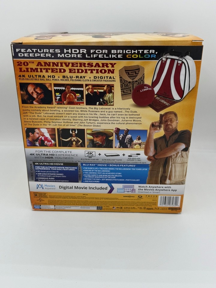 The Big Lebowski 20th Anniversary Ultra HD 4K Box Set w/ Bowling Bag ...
