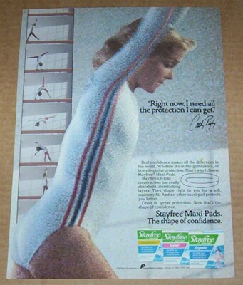 1983 print ad page -Gymnast CATHY RIGBY- Stayfree feminine hygiene ...