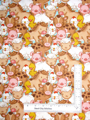 Farm Babies Fabric Animals Cow Sheep Pig Cotton Fabric Traditions By ...