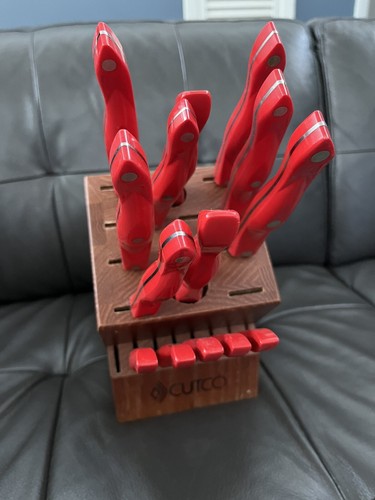 Cutco Red Handle 14 Knife Set Block 1722 1728 1768 1723 1726 1724 1729 ...