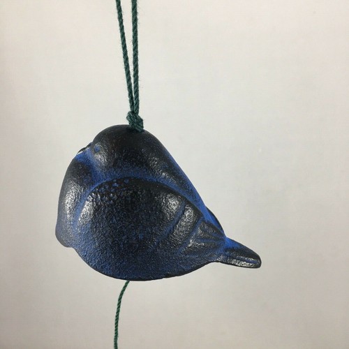 Japanese Wind Chime Furin Cast Iron "Hato" Dove Black Blue Made in ...