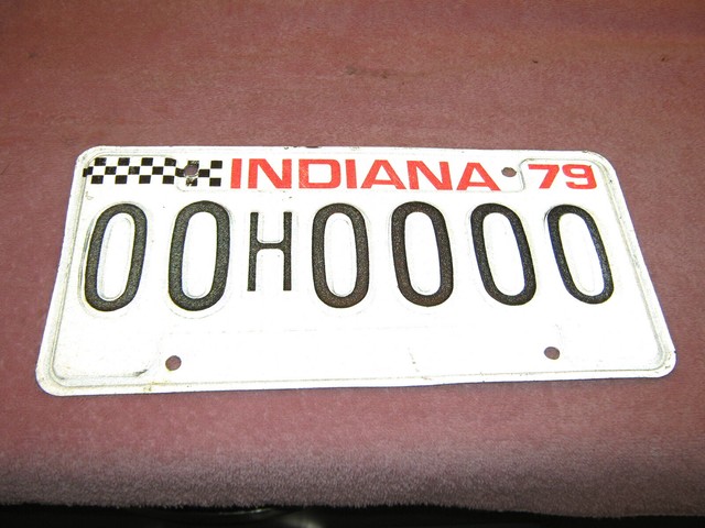 Indiana License Plate, "00H0000", Checkered Flag, 79', Rare. | eBay