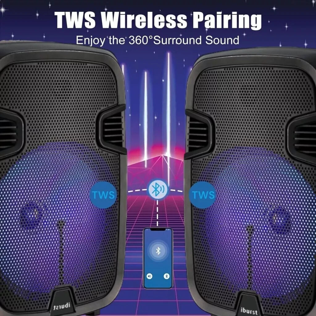 12" in 4000W Jumbo Large Party Speaker Bluetooth Heavy Bass Sound Party ...