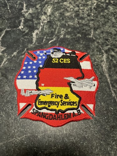 SPANGDAHLEM AIR BASE GERMANY 52ND CES FIRE Rescue ARFF Iron On 4” PATCH ...