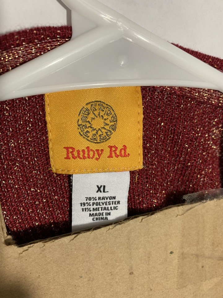 Ruby Rd. Cozy Up Womans Sweater Sparkling Claret Gold Size XL New With ...