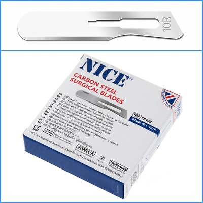 100pcs Carbon Steel 10R Sterile Scalpel Blades Dermaplaning Dermal ...