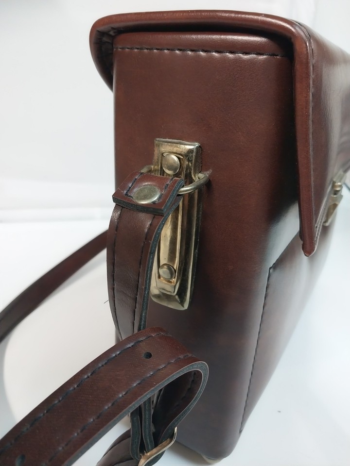 Vintage CAMERA Hard CASE Strap Brown Leather Storage Carrying Bag | eBay
