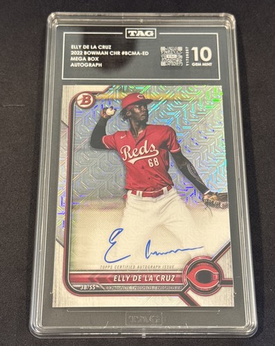 ELLY DE LA CRUZ 2022 Bowman Chrome Mega Box Mojo AUTO graded 💎 TAG Gem ...