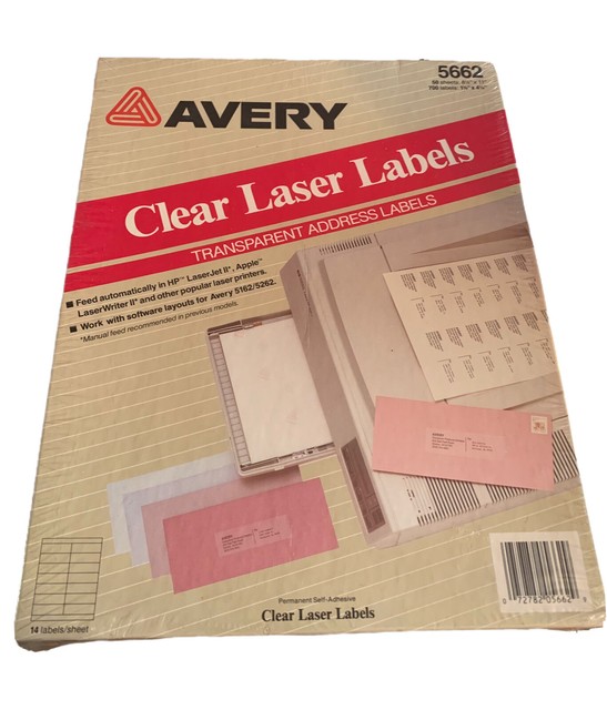 Avery 5662 Clear Easy Peel Address Labels Laser 1 1/3 X 4 700/box for ...