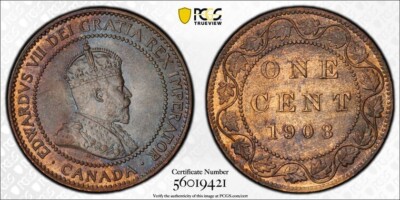 1908 Canada Large Cent PCGS MS64BN Lot#G035 Choice UNC! | eBay