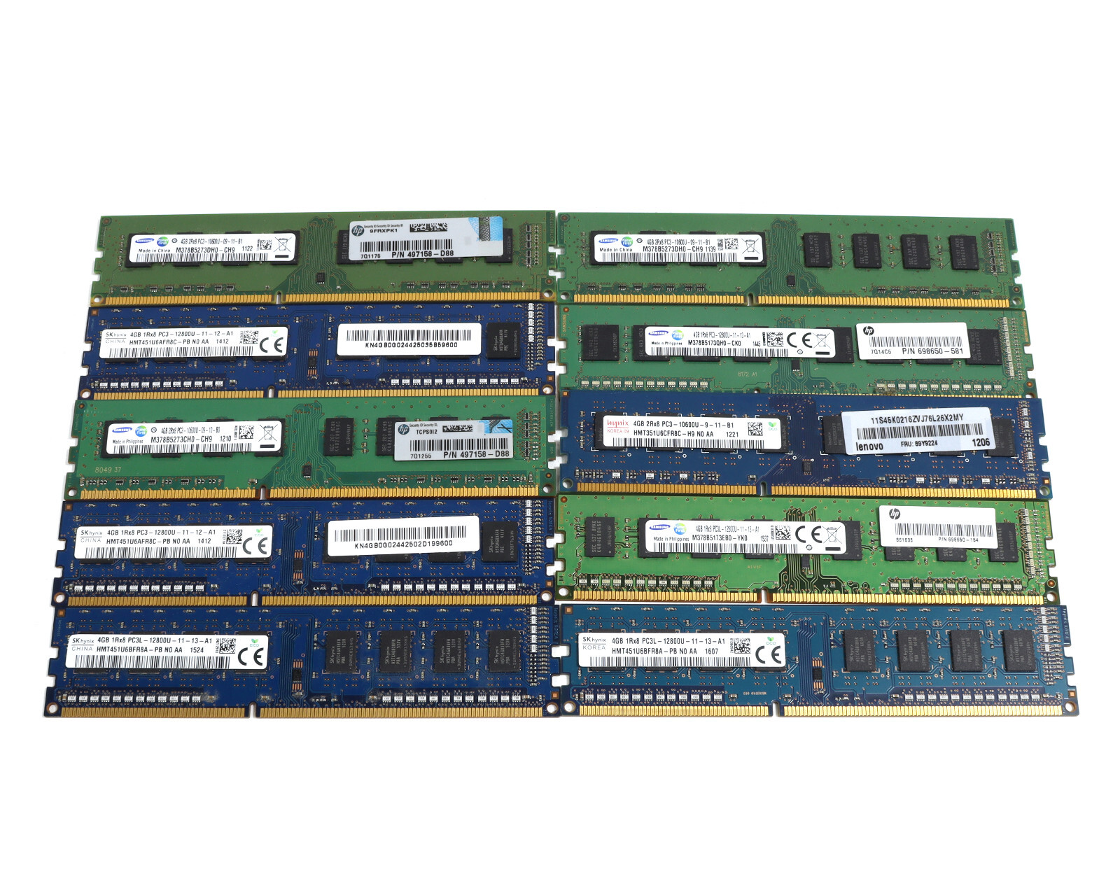 Lot of 10 Samsung Micron 4GB DDR3 Desktop RAM 10600U / 12800U Memory ...