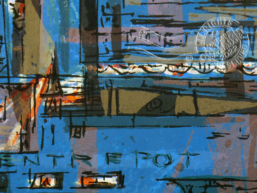 Ben Wilks 1960 Nocturnal Port SIGNED Serigraph Mid-Century Biue Night ...